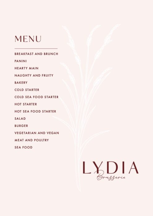 A LA CARTE MENU – Lydia Brasserie